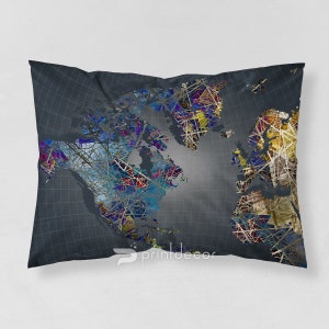 Travel Map Bedding, Boho Adventure Map Duvet Cover Set, Wanderlust ...