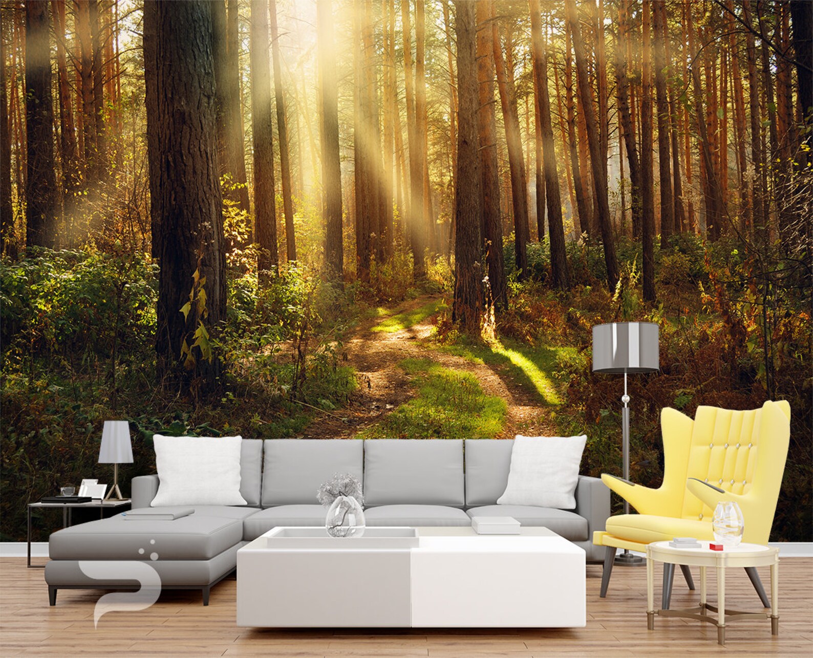 Autumn Forest MURAL Forest Wallpaper Large Wall Mural Self - Etsy