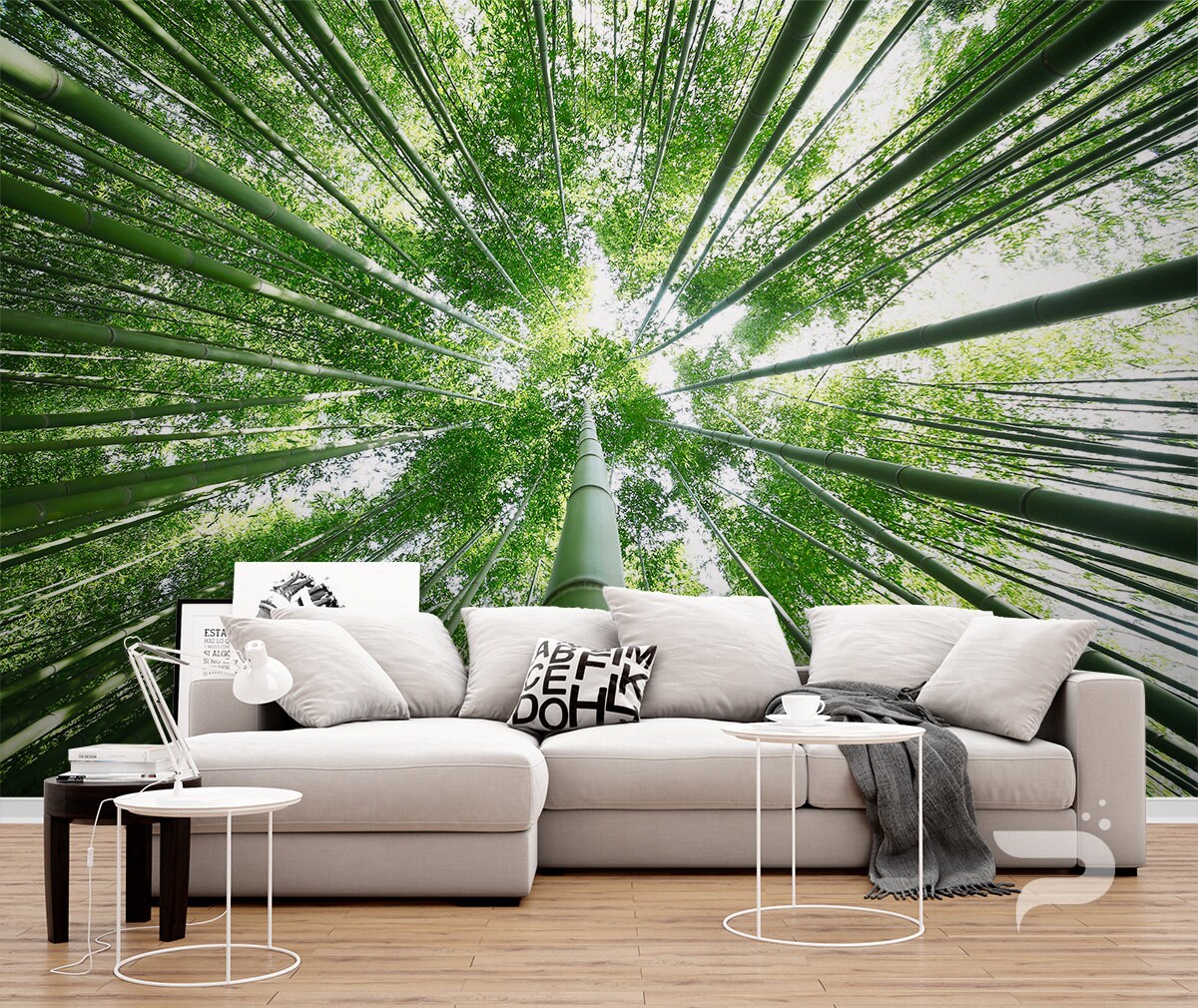 Bamboo Treetop WALL MURAL Forest View Wall Covering Green | Etsy