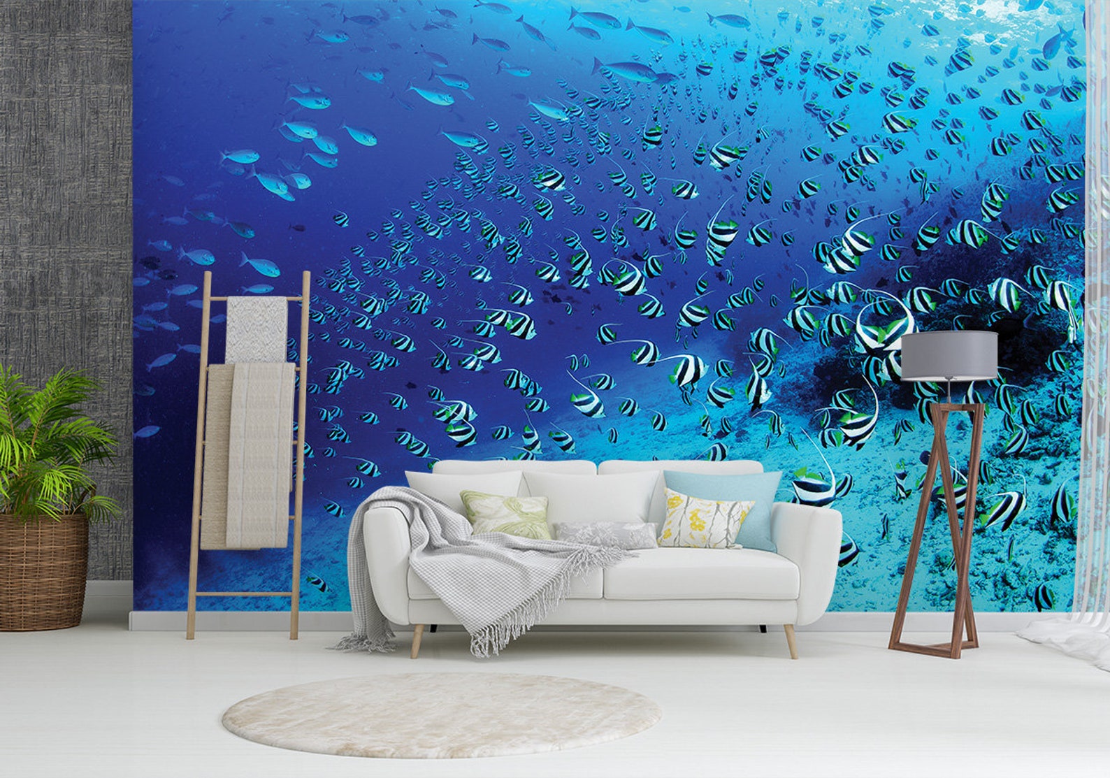 Underwater Fish WALLPAPER MURAL Coral Reef Wall Mural Large | Etsy