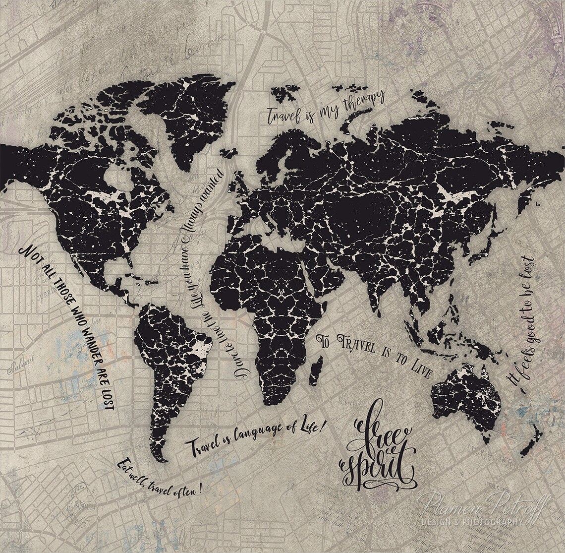 World Map Bedding Free Spirit Map Duvet Cover Set - Etsy