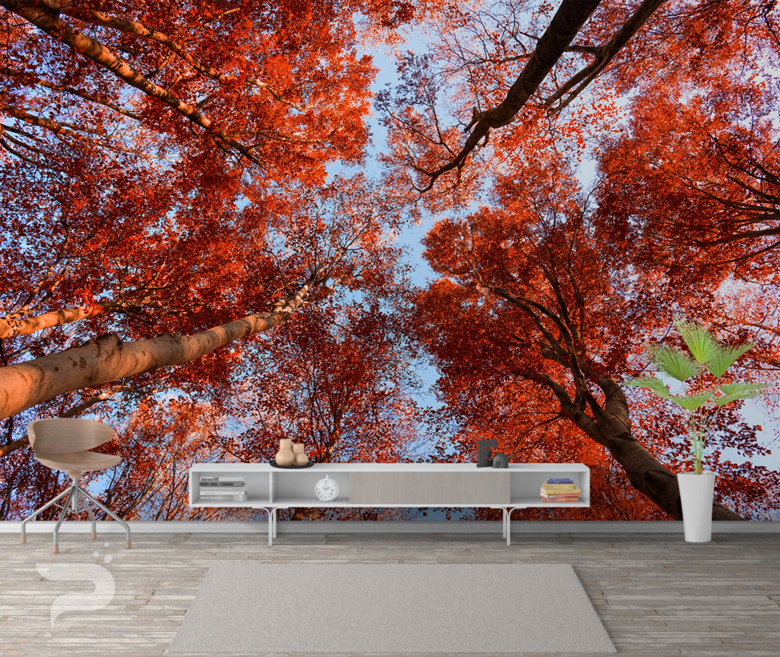 Autumn Treetop WALL MURAL Autumn Forest Wallpaper Mural | Etsy