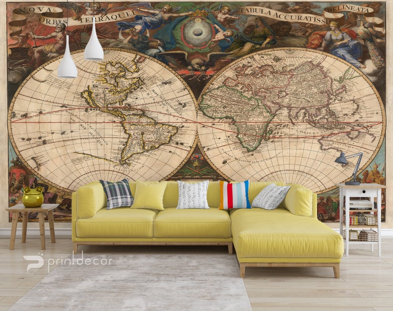 Beautiful Old World Map MURAL Vintage Map of the World WALL - Etsy