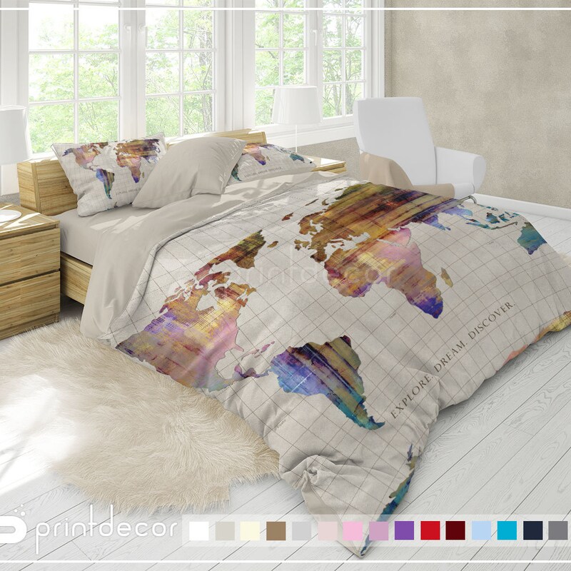 World Map Bedding - Etsy