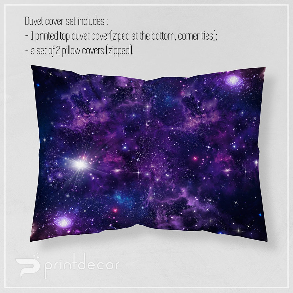 Galaxy Stars Bedding Set Blue Purple Nebula Duvet Cover Set | Etsy Canada