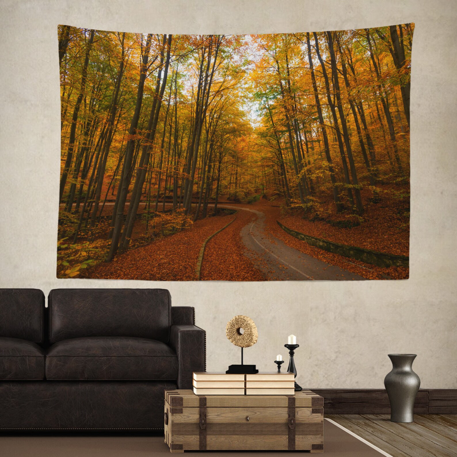 Autumn Forest Road TAPESTRY Large Wall Hanging Tapestry Art - Etsy UK