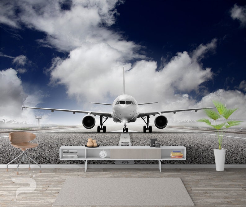 Plane WALL MURAL Ready for Takeoff Wall Covering Airplane - Etsy