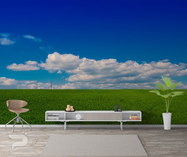 Green Field WALL MURAL Spring Wallpaper Mural Large Wall | Etsy