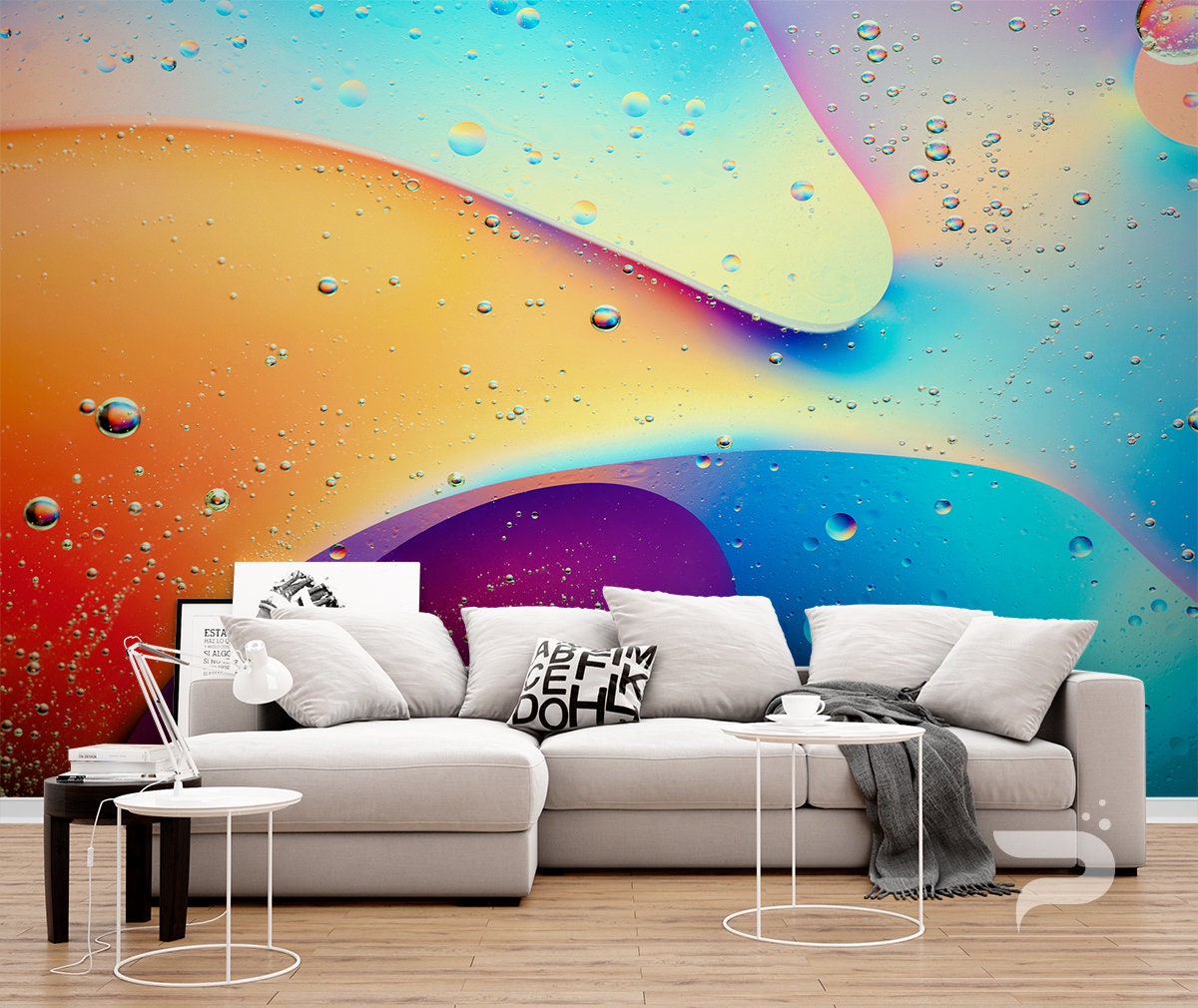 Colorful WALL MURAL Abstract Wallpaper Colorful Wall Art | Etsy