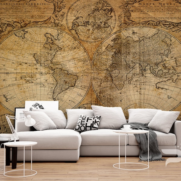 Old Map of the World Mural, Vintage World Map Wall - Etsy