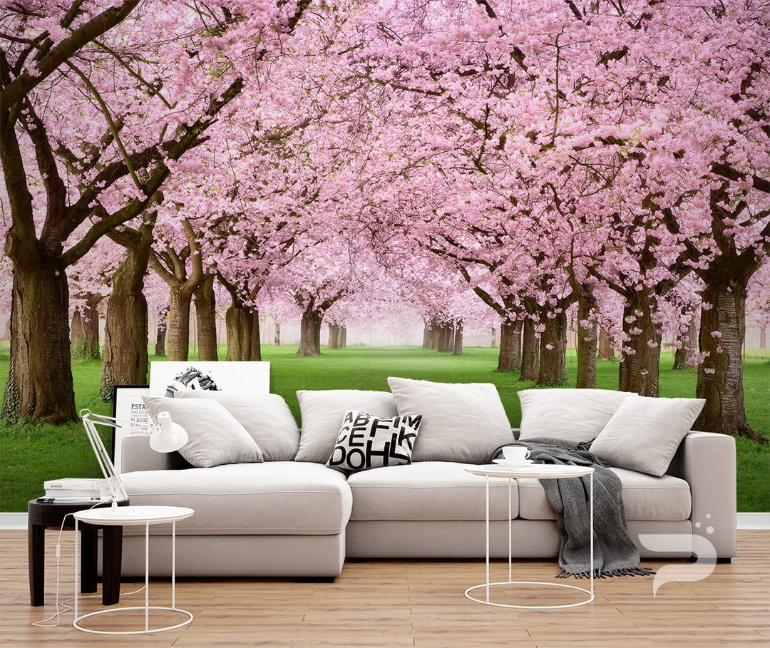 Cherry Trees WALL MURAL, Pink Blossom Wallpaper, Large Wall Mural, Self ...