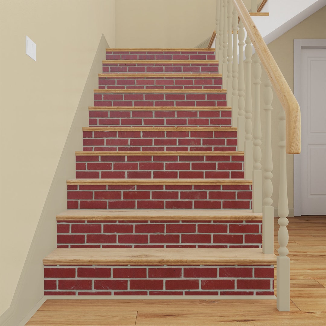 Brick Wall STAIRCASE STICKERS Stair Riser Strips Red Bricks - Etsy