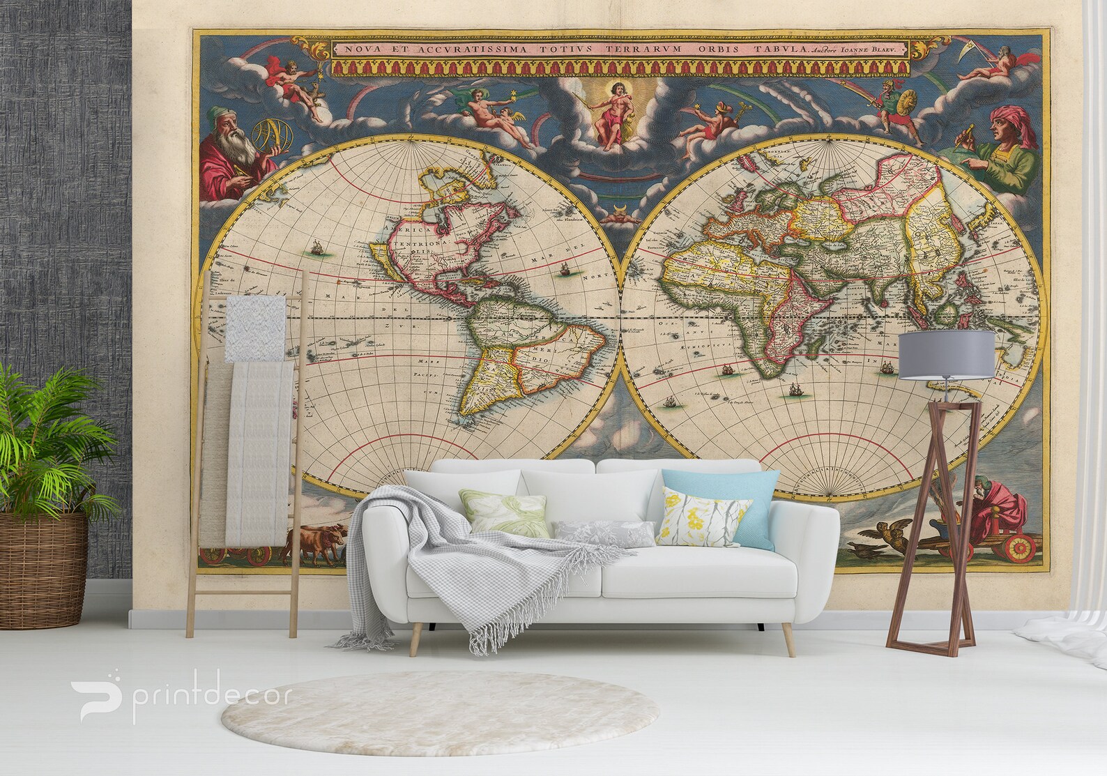 Colorful Old World Map MURAL Vintage Map of the World WALL - Etsy