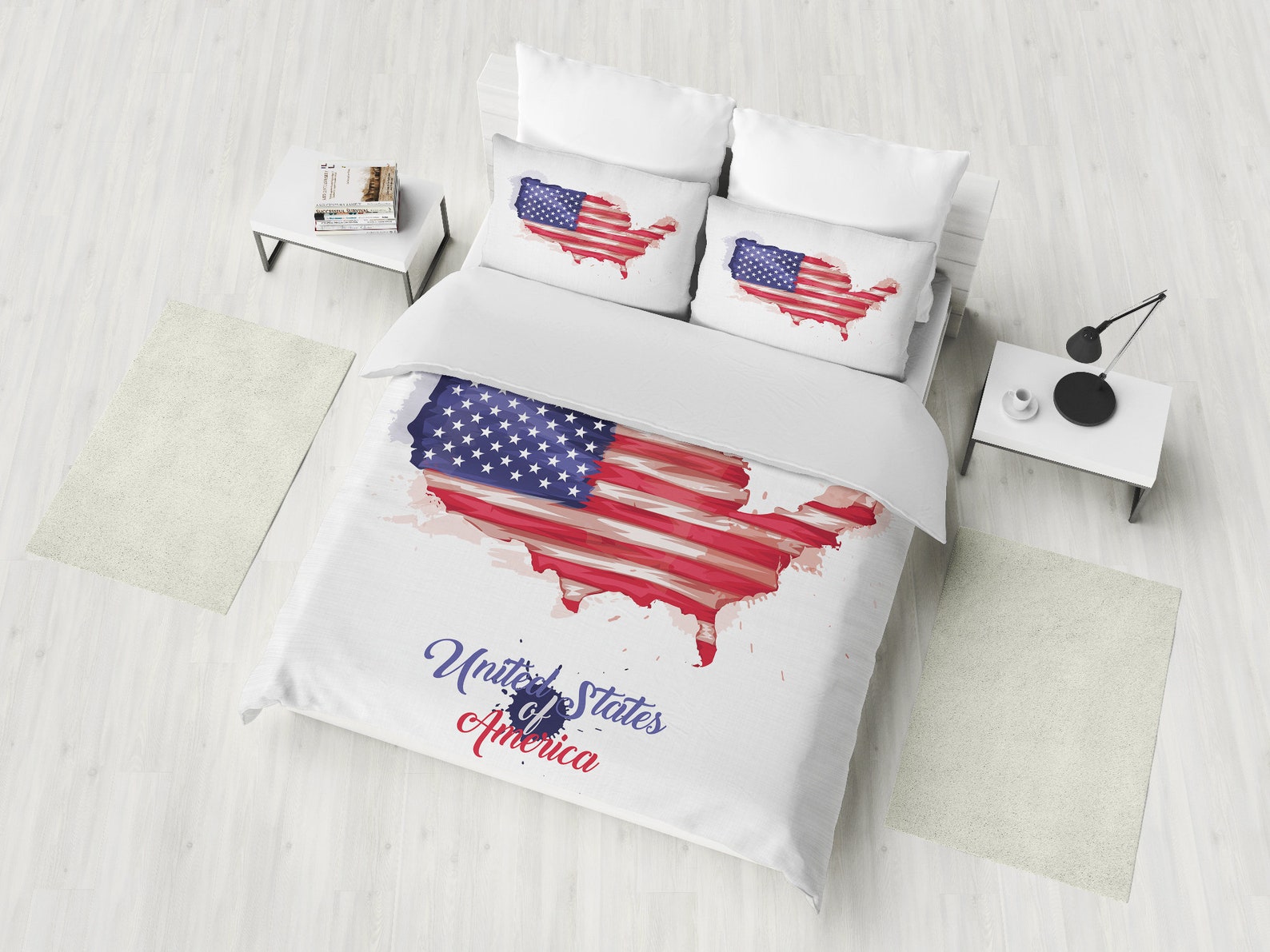 US Map Bedding Watercolor Map Duvet Cover Set USA Map - Etsy