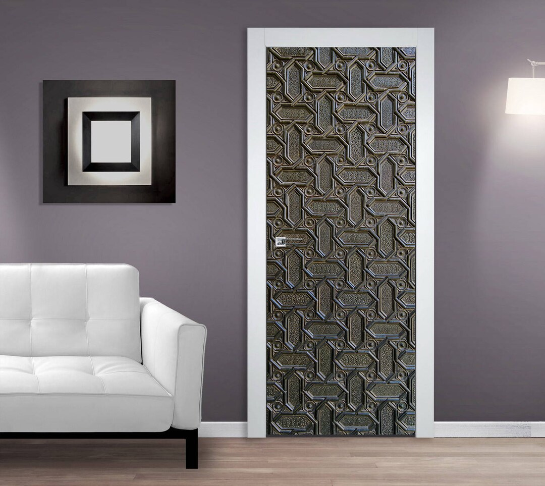 Metal Ornaments DOOR MURAL Sticker, Self Adhesive Door Wrap, Peel ...