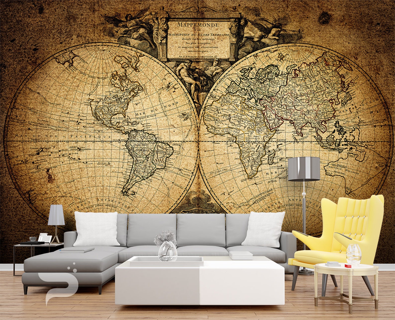 Vintage World Map WALL MURAL Old Map Wallpaper Nautical Map - Etsy