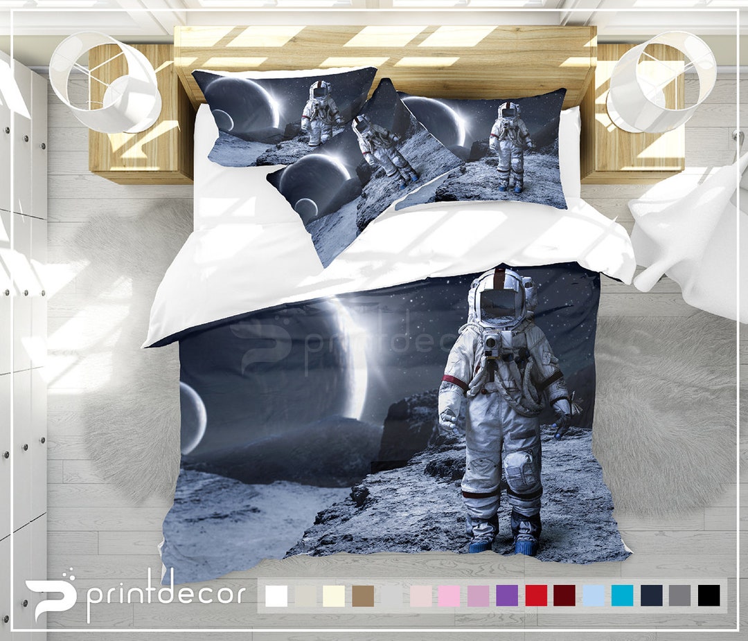 Astronaut Bedding Set, Mars Mission Duvet Cover Set, Planets Bedding ...