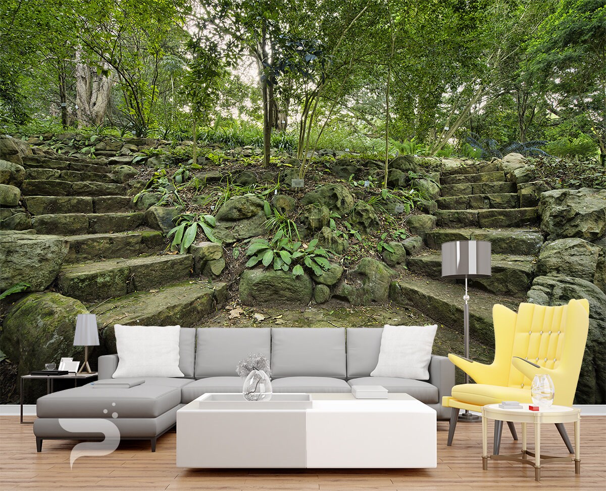 Stone Path WALL MURAL Forest Wall Covering Jungle Forest | Etsy