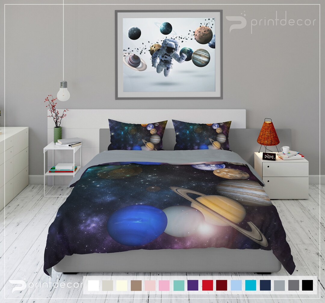 Solar System Bedding Set, Planets From the Solar System Duvet Cover Set ...