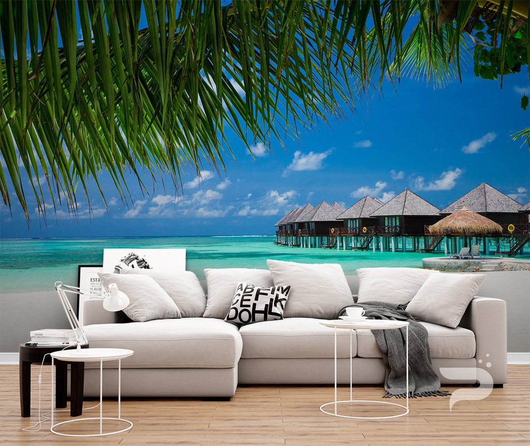 Ocean Beach WALL MURAL, Tropical Paradise Wallpaper, Large Wall Mural ...
