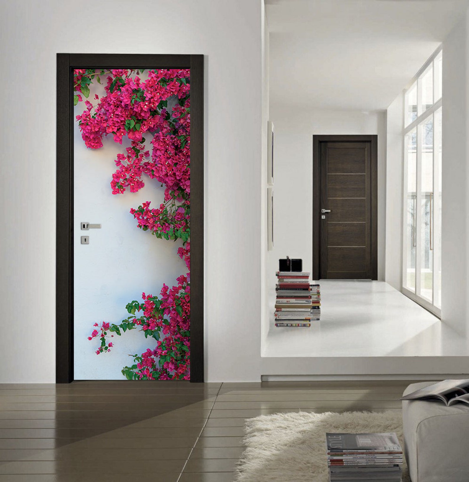 Flowers on a Wall DOOR MURAL Sticker Self Adhesive Door Wrap - Etsy