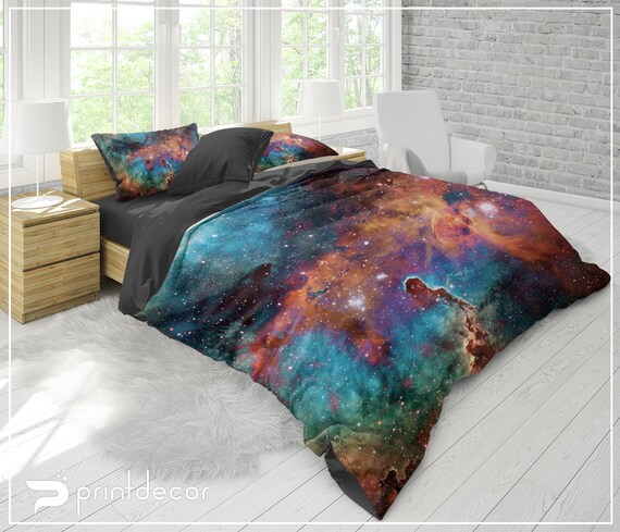 Colorful Nebula Bedding Set Galaxy Duvet Cover Set Deep | Etsy
