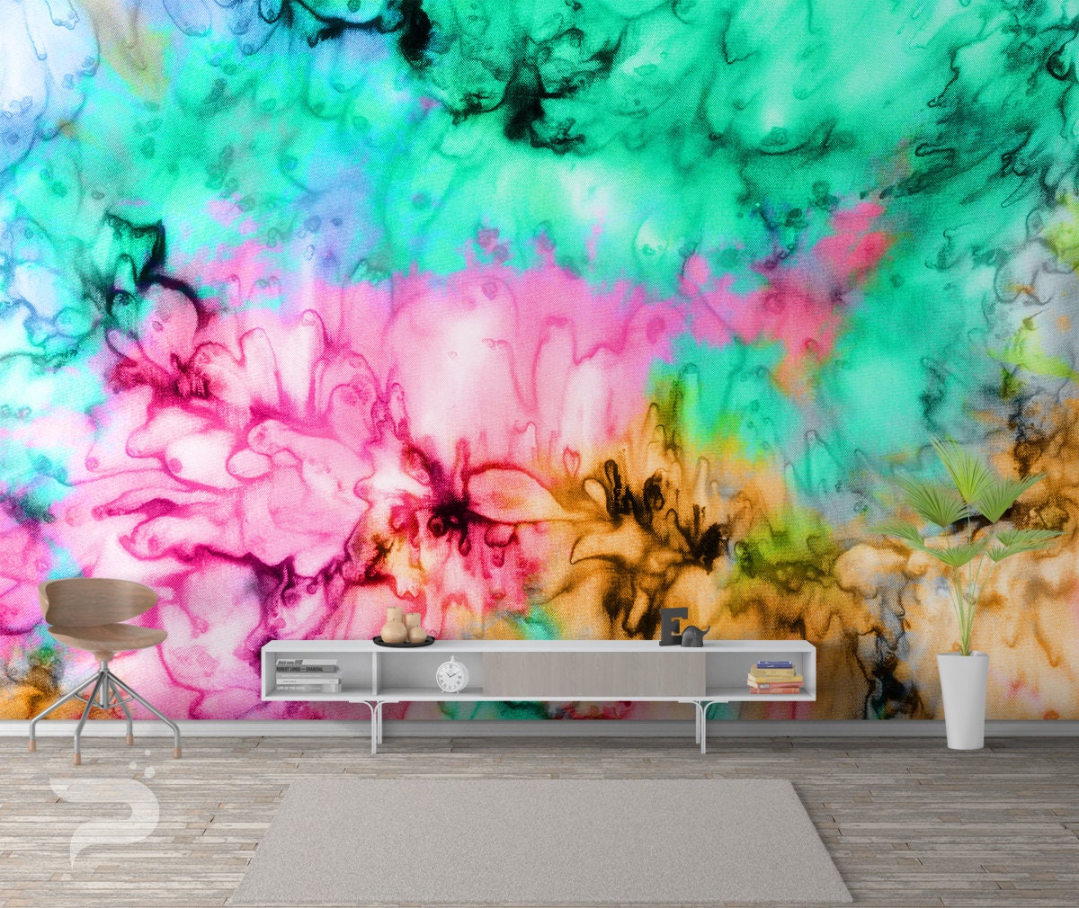Abstract WALL MURAL Colorful Wallpaper Abstract Wall Art - Etsy