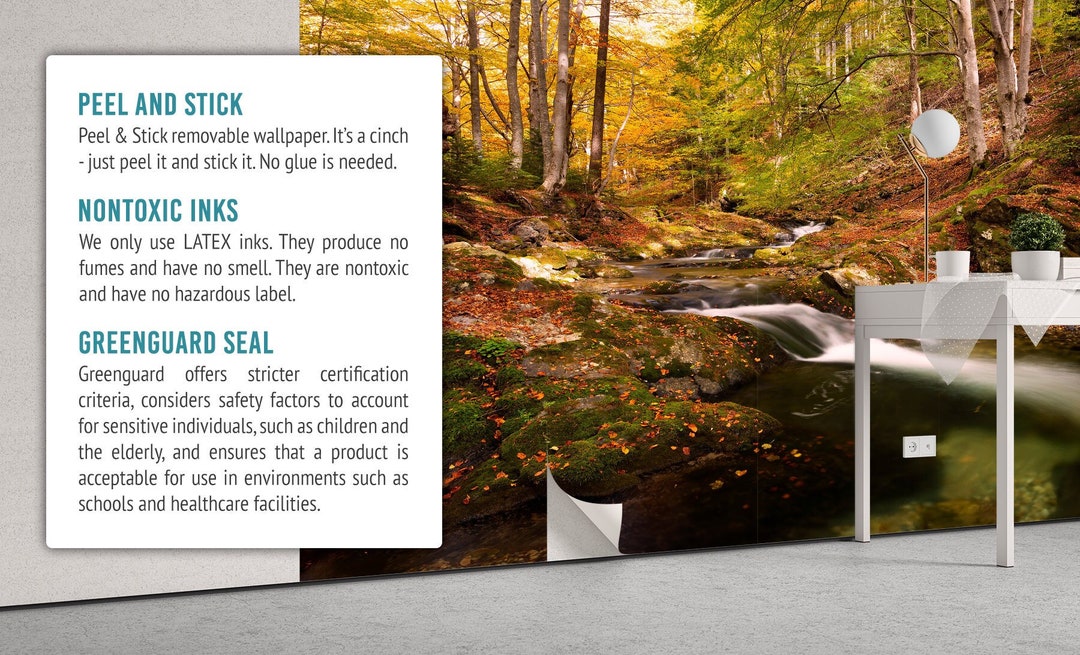 Autumn River WALL MURAL Mountain Landscape Wallpaper Mural - Etsy