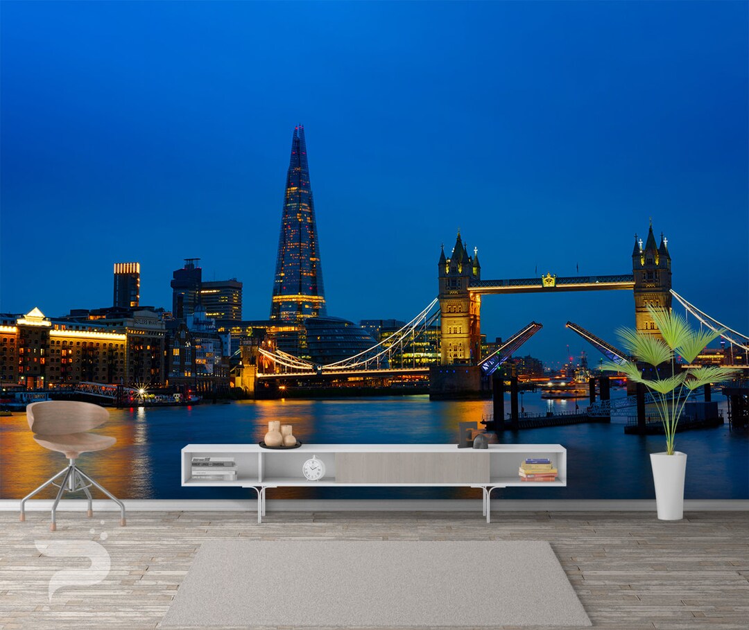 London Cityscape WALL MURAL, Tower Bridge Wallpaper Mural, Large Wall ...
