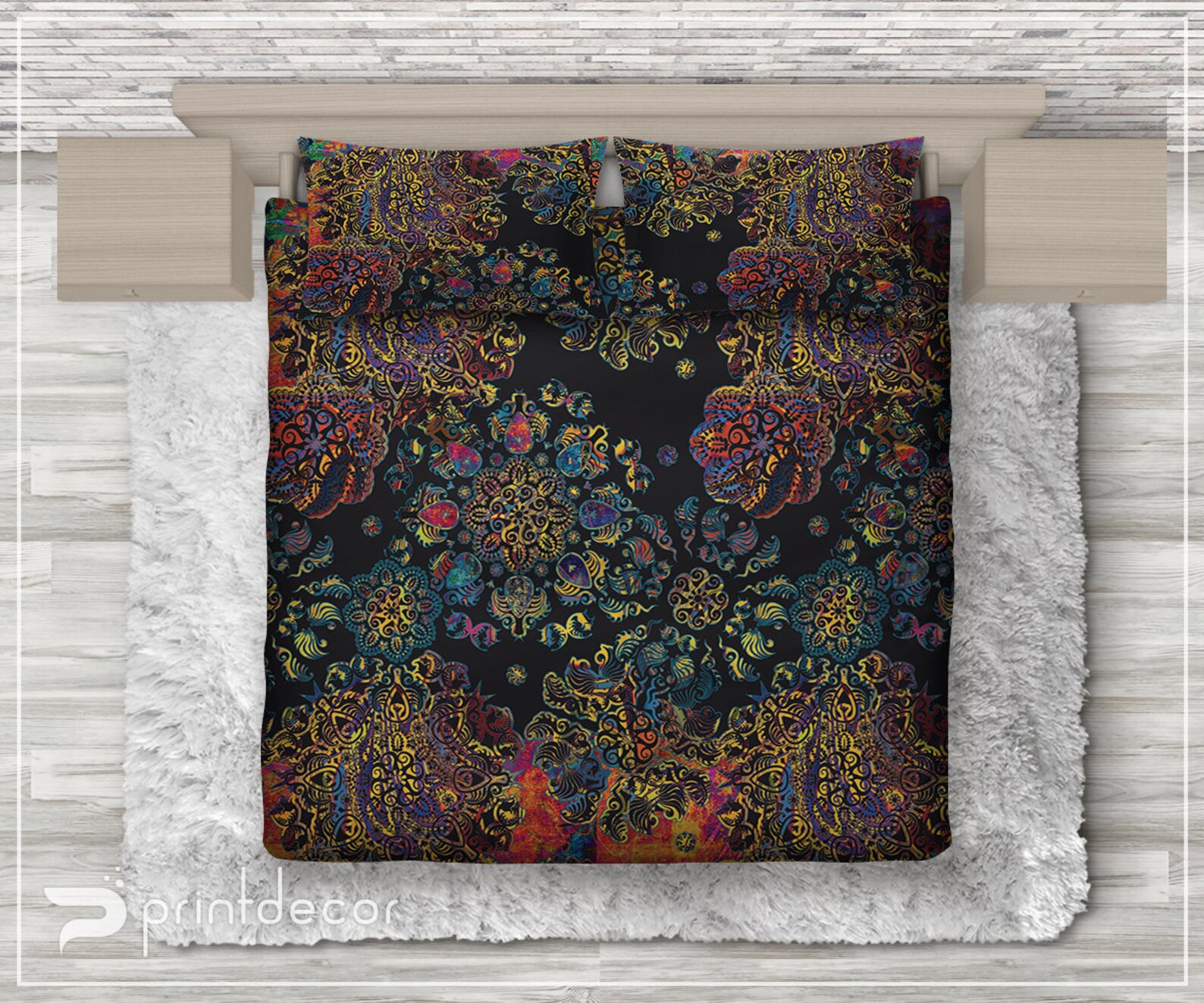 Mandala BEDDING SET Rainbow Hippie Mandala Bedding Bohemian - Etsy