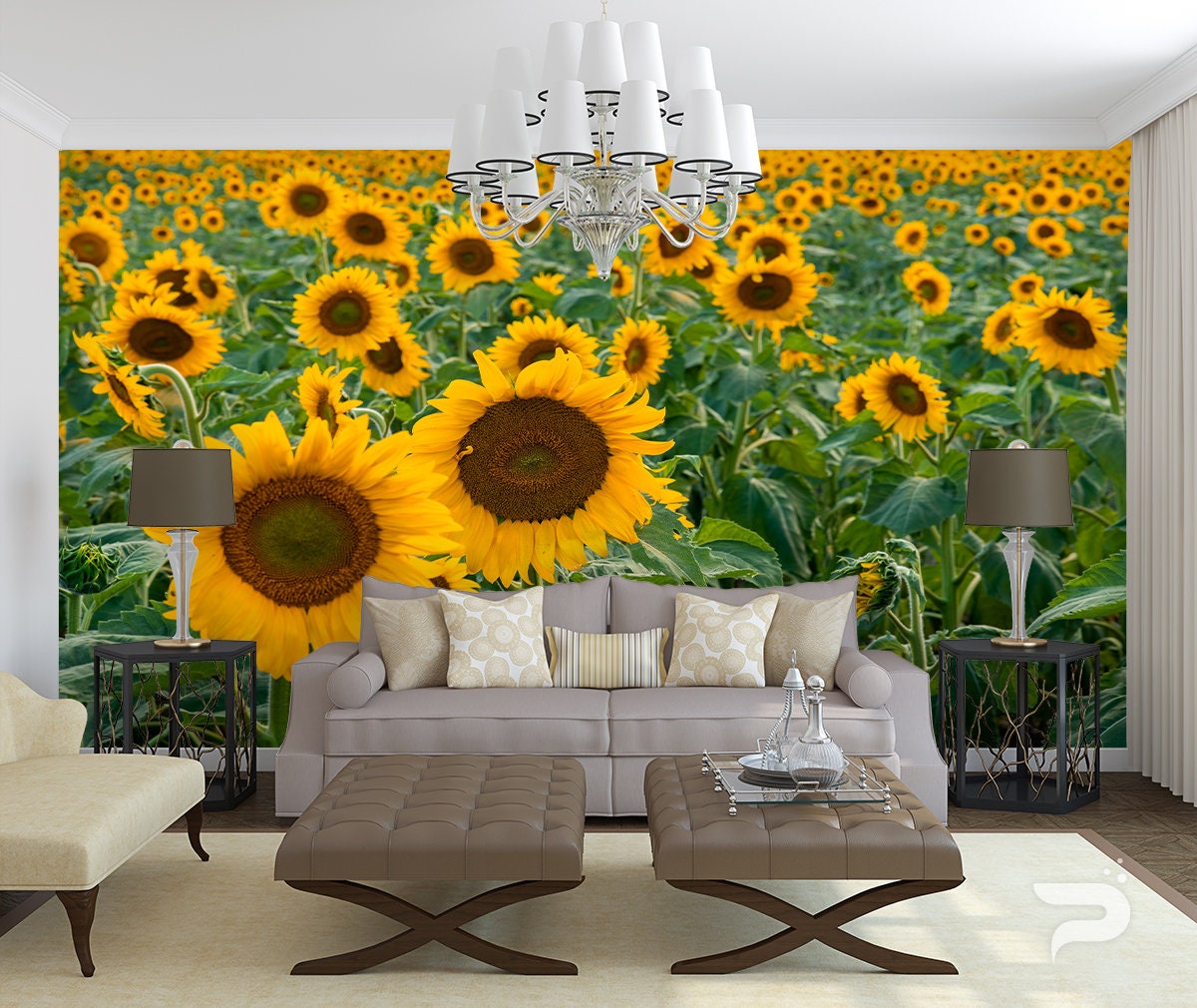 Sunflower WALL MURAL Sunflower Field Wallpaper Mural Large | Etsy