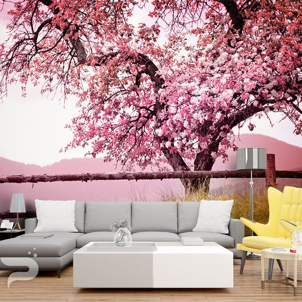 Pink Forest Tree Wallpaper - Etsy