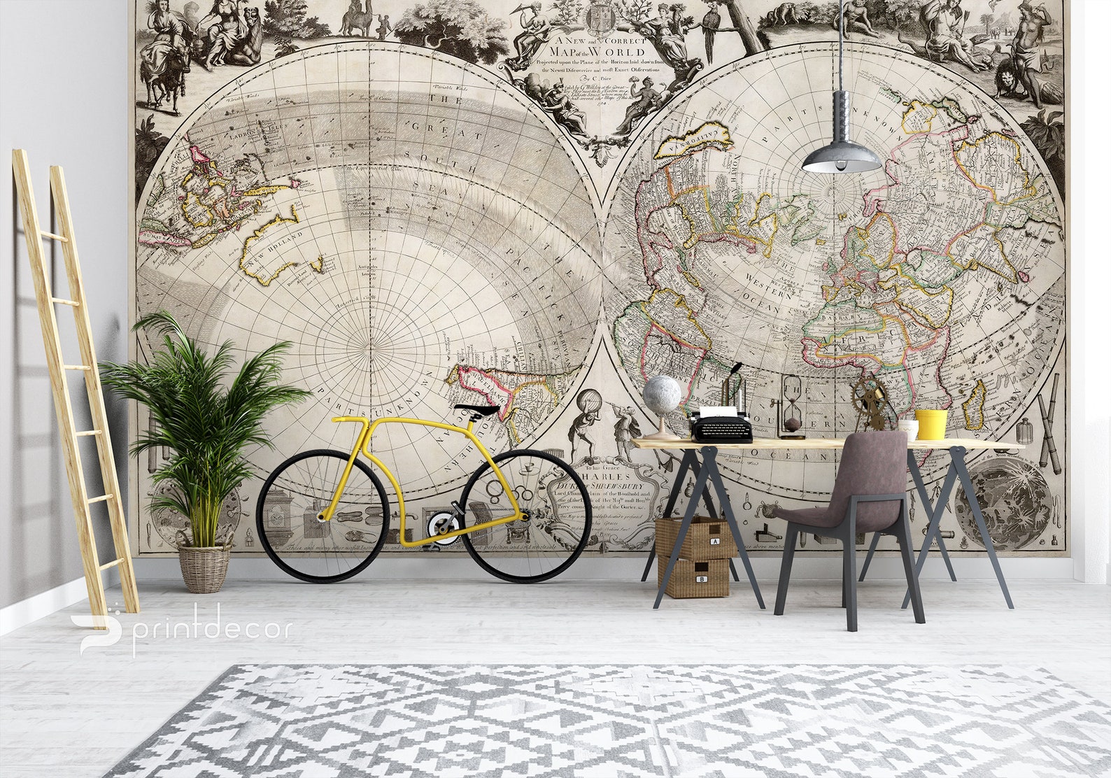 Old Map of the World WALL MURAL Nautical Map Wallpaper - Etsy