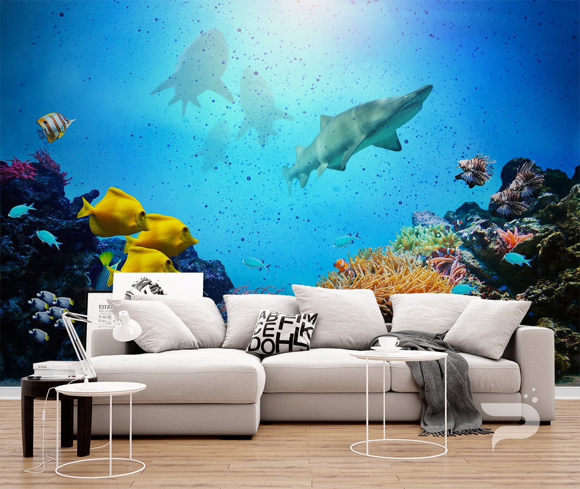 Coral Reef WALL MURAL Underwater Wallpaper Large Wall Mural - Etsy