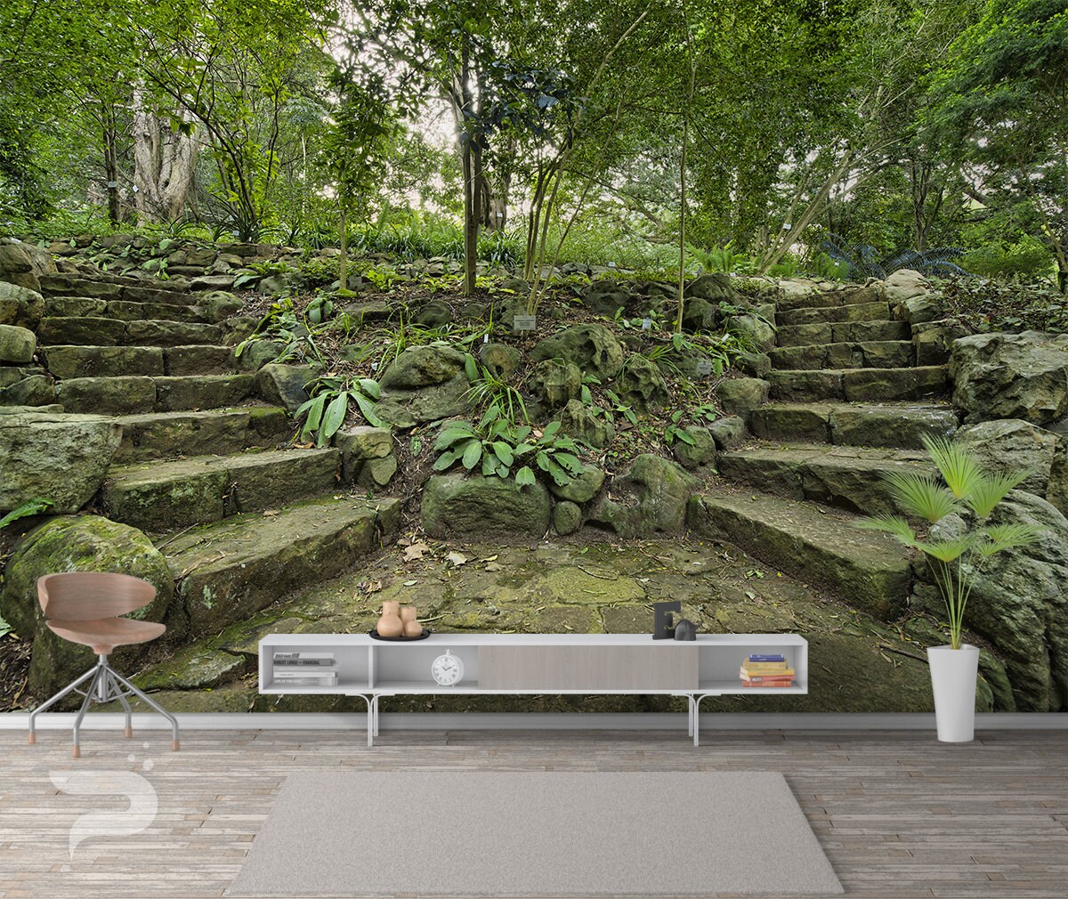 Stone Path WALL MURAL Forest Wall Covering Jungle Forest | Etsy