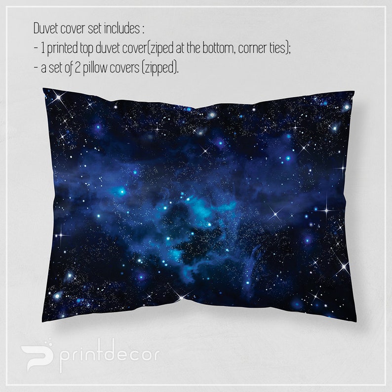 Dark Blue Stars Galaxy Bedding Set Blue Nebula Galaxy Duvet - Etsy