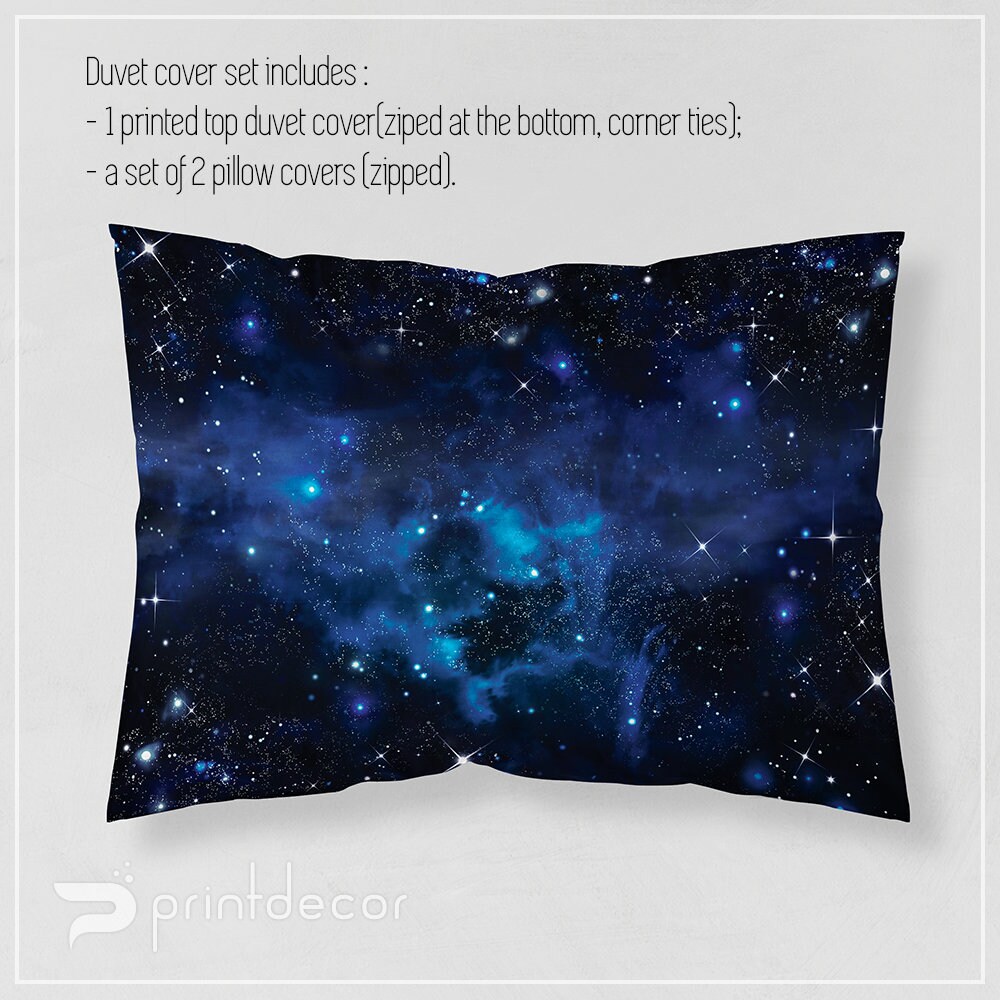 Dark Blue Stars Galaxy Bedding Set Blue Nebula Galaxy Duvet - Etsy