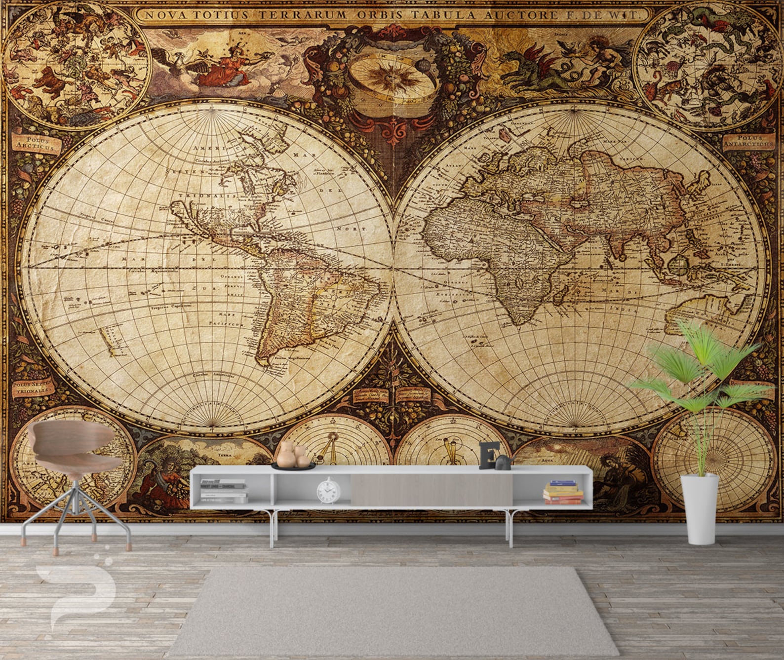 Old Map WALL MURAL World Map Wallpaper Vintage Marine Map of - Etsy