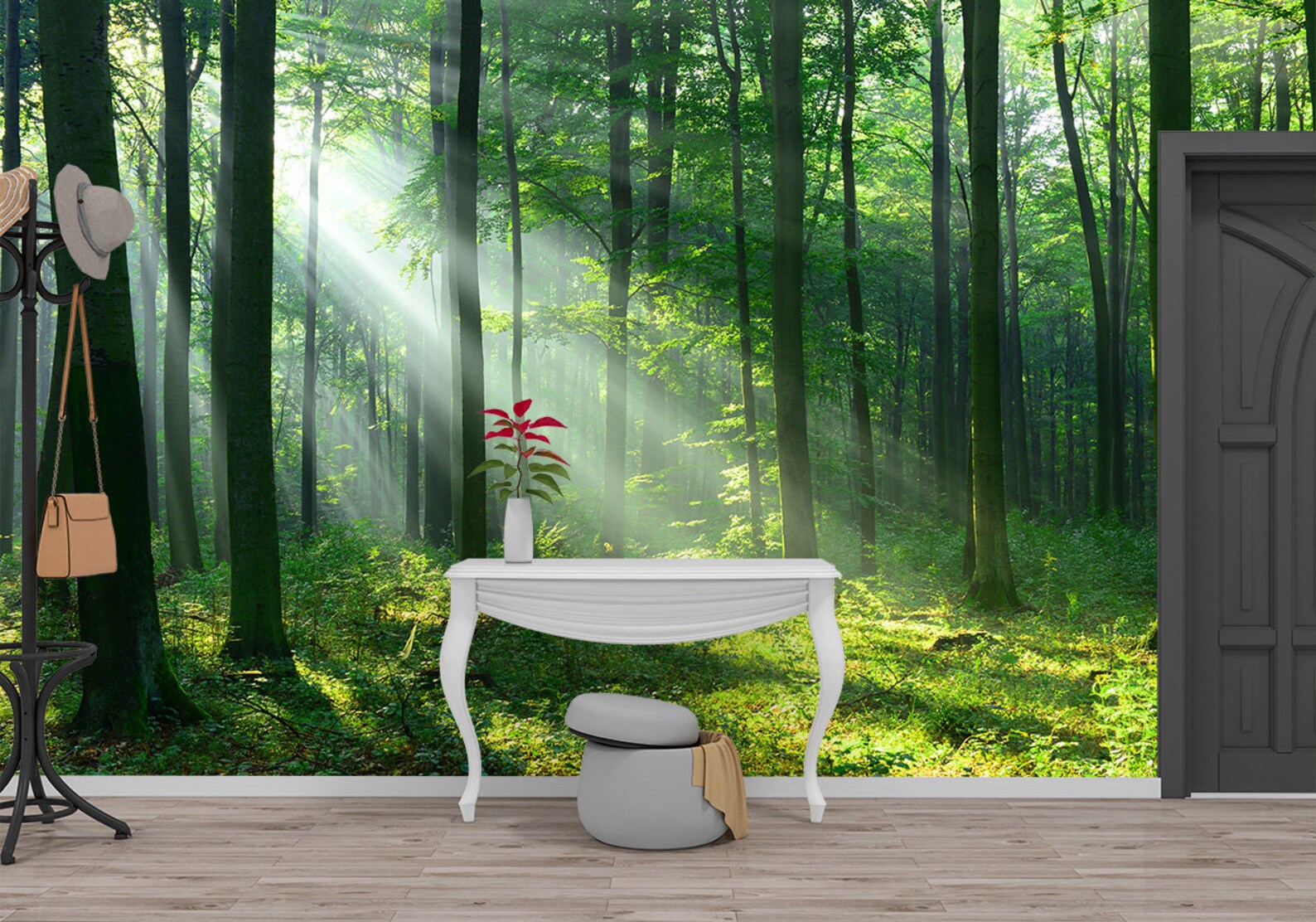 Forest Sunrays WALLPAPER MURAL Mountain Forest Wall Mural - Etsy