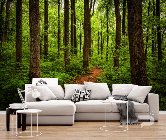 Forest Path WALL MURAL Green Spring Wallpaper Large Wall - Etsy