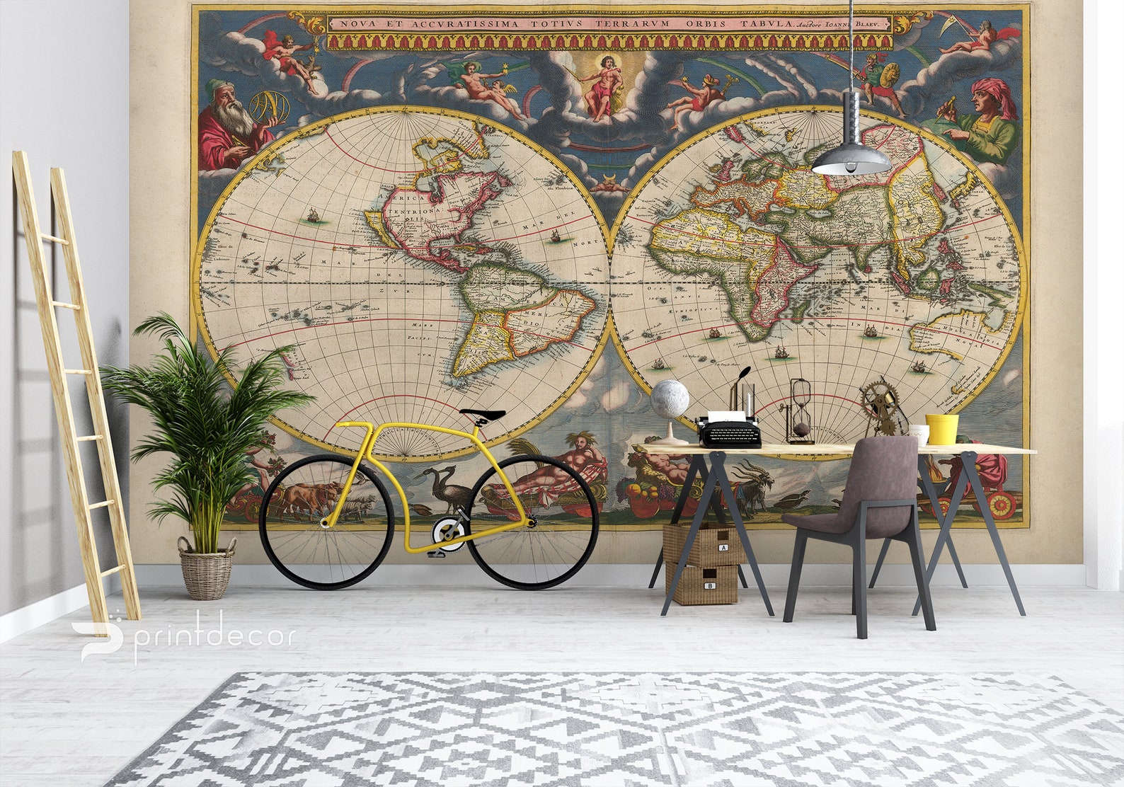 Colorful Old World Map MURAL Vintage Map of the World WALL - Etsy