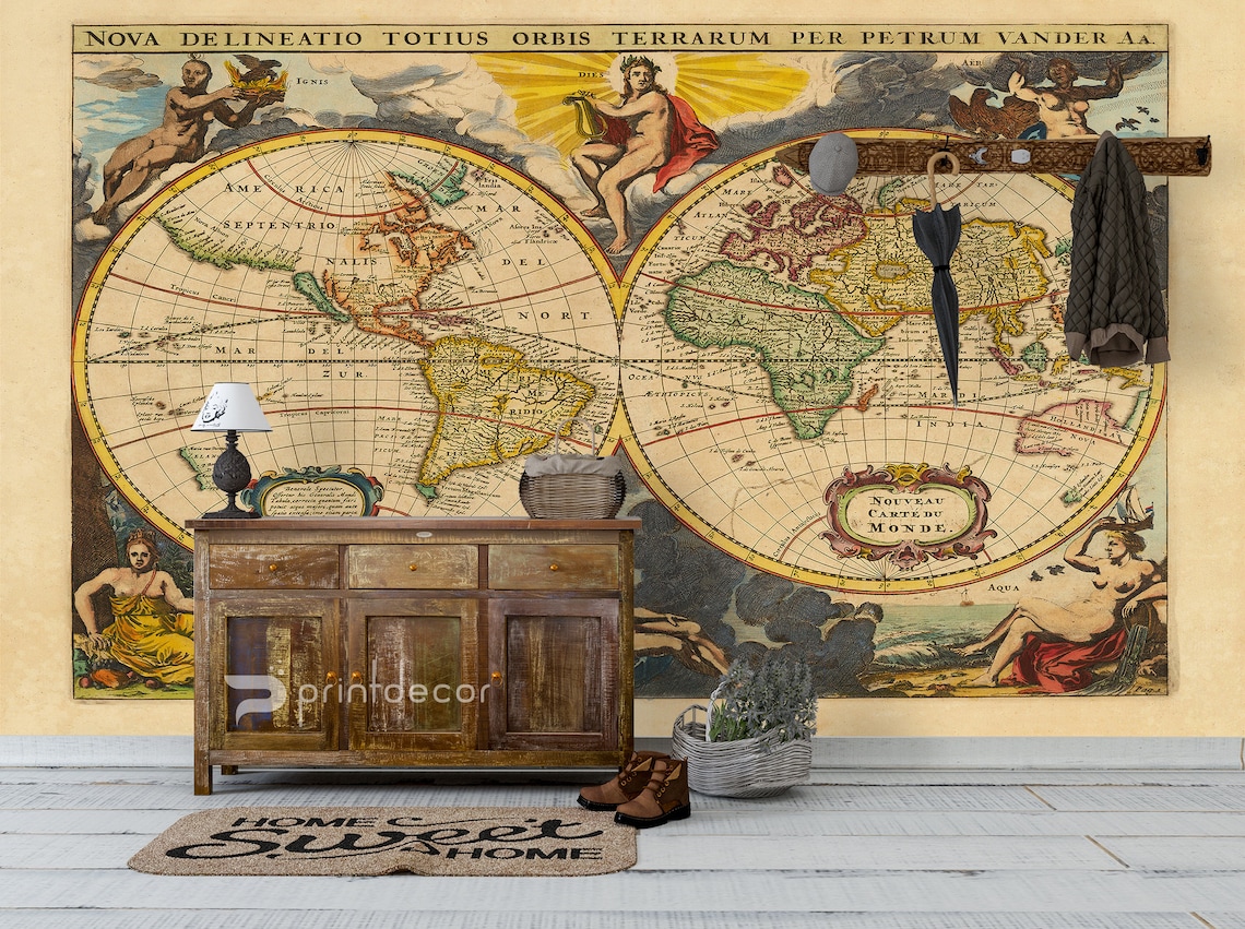 Old World Map WALL MURAL Vintage World Map Wallpaper - Etsy