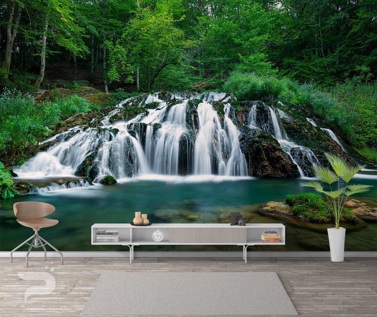 Forest Waterfall WALL Muralsummer Forest Wallpaper Mural - Etsy