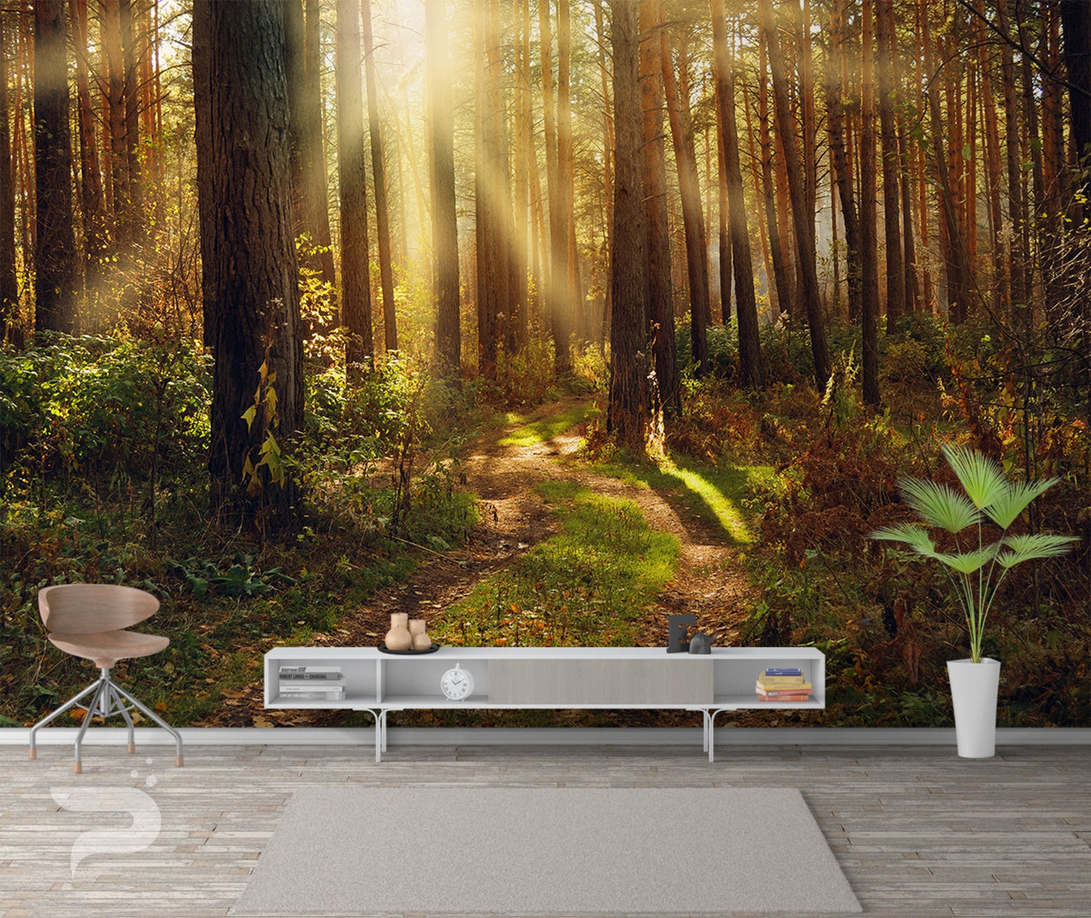 Autumn Forest MURAL Forest Wallpaper Large Wall Mural Self - Etsy