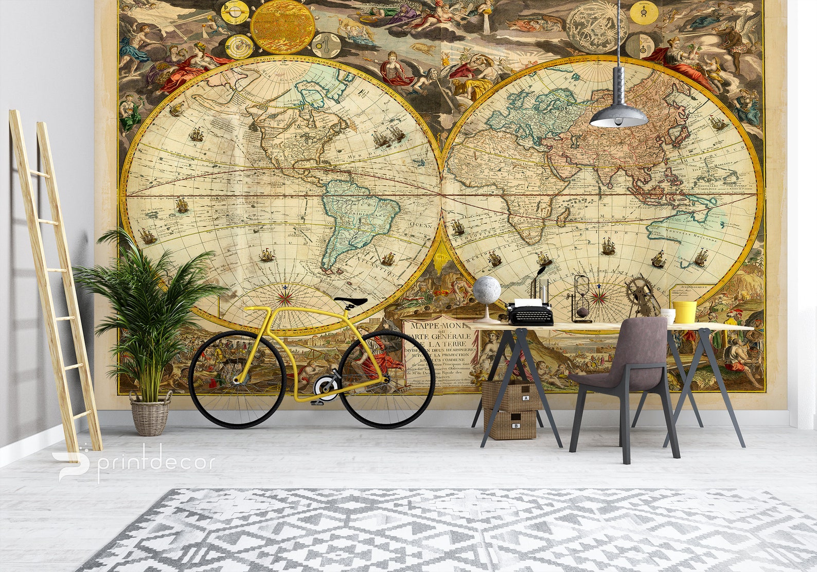 Colorful Old World Map WALL MURAL Old Map Wallpaper Vintage - Etsy