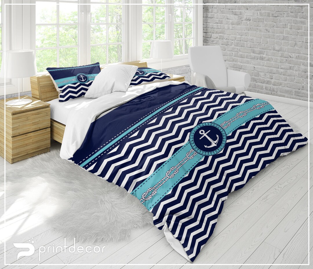 Marine Bedding Set, Naval Duvet Cover Set, Seamen Bedding, Navy Bedroom ...