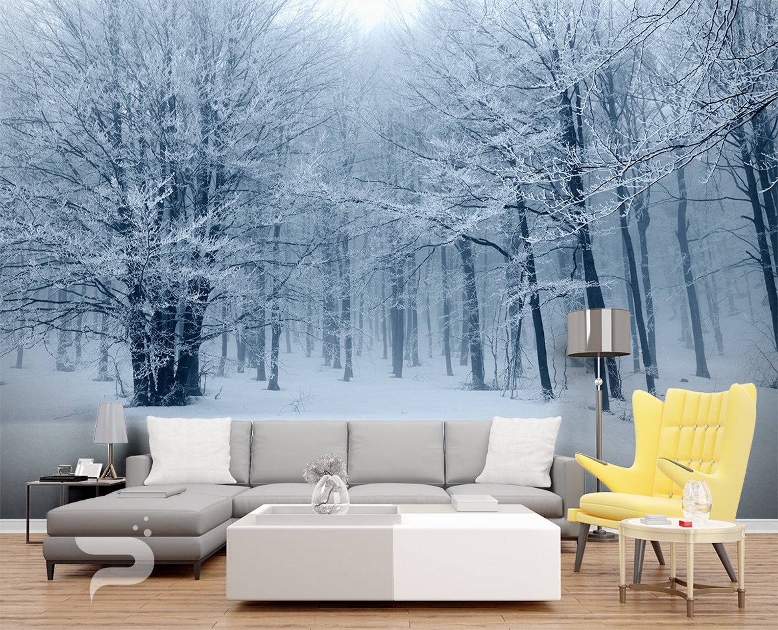 Winter Fairytale WALL MURAL Snowy Wallpaper Mural Large Wall | Etsy