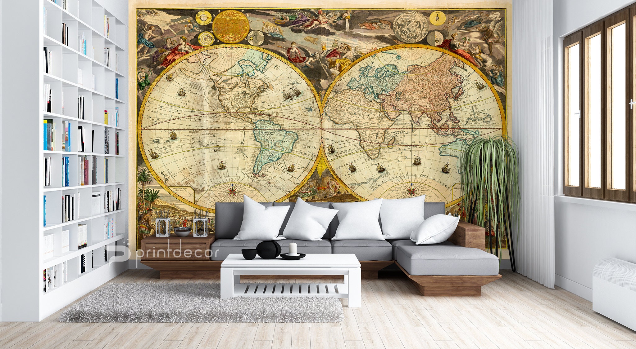 Colorful Old World Map WALL MURAL Old Map Wallpaper Vintage | Etsy