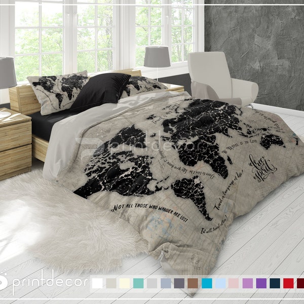 World Map Bedding - Etsy