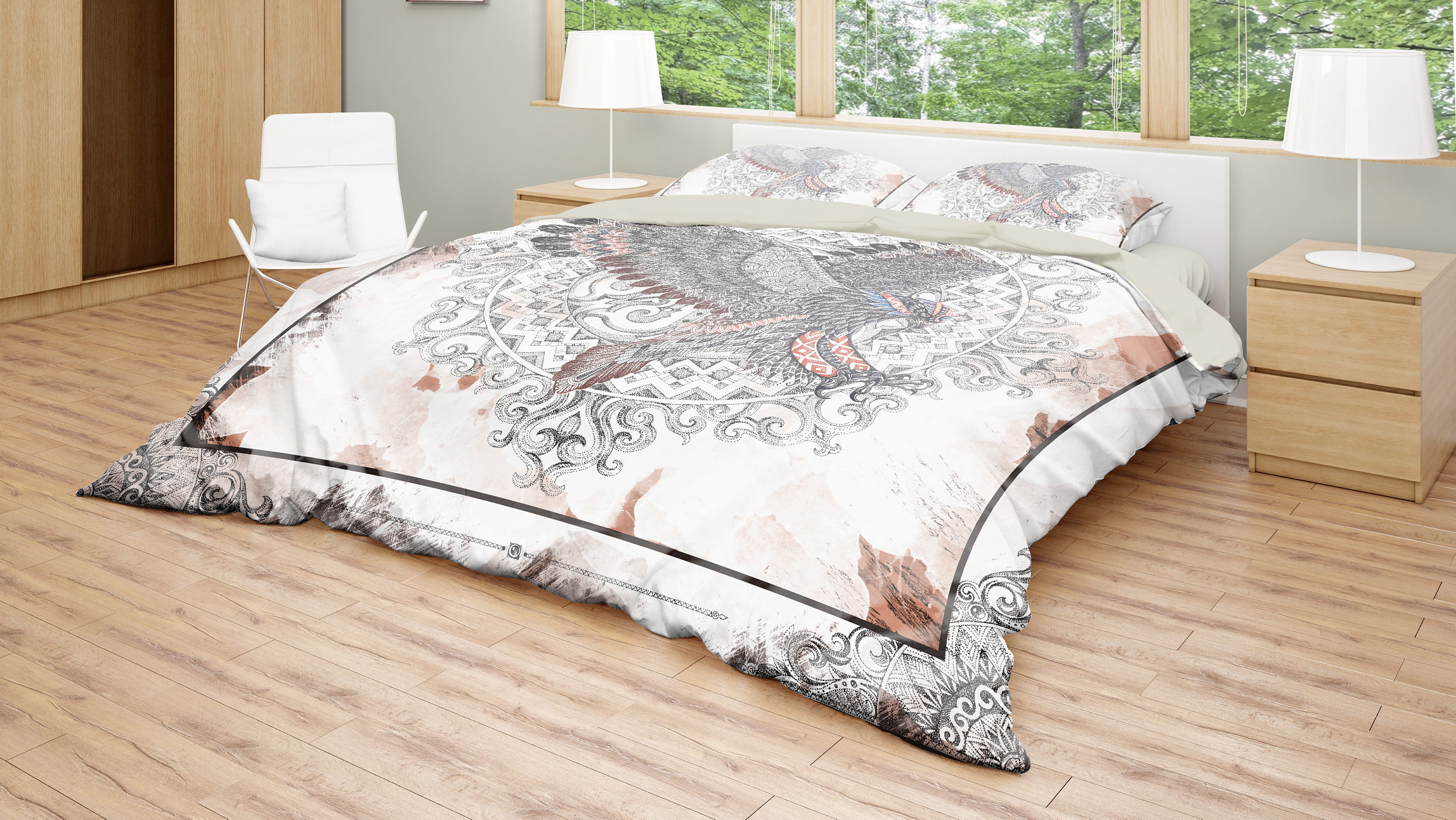 Totem Eagle Bedding Set Dreamcatcher Animal Duvet Cover Set - Etsy